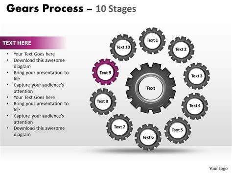 Gears Process Stages PowerPoint Presentation Sample Example Of PPT Presentation