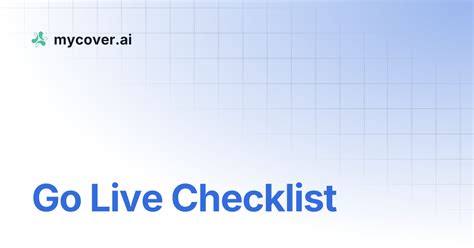 go live checklist mycover ai