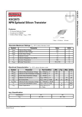 KSC2073 Datasheet PDF , Fairchild Semiconductor : NPN Epitaxial Silicon ...