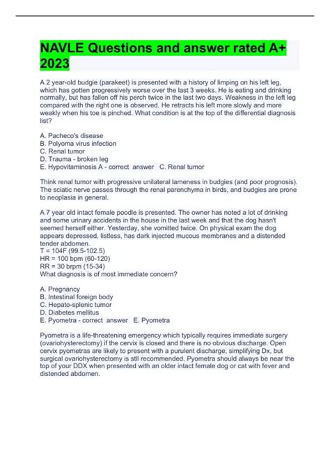 Navle Questions And Answer Rated A 2023 Navle Stuvia Us