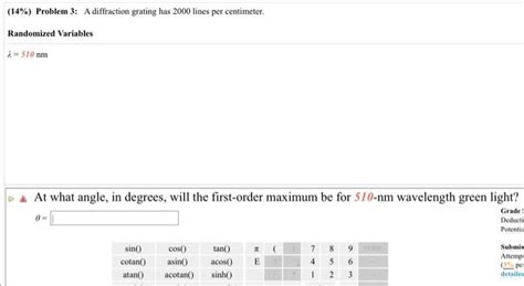 Solved 14 Problem 3 A Diffraction Grating Has 2000 Lines