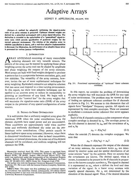 Adaptive Arrays Pdf Matrix Mathematics Signal To Noise Ratio