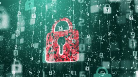 Digital Padlock Security Symbol On Green Background With Flashing Numbers And Pixels Cyber