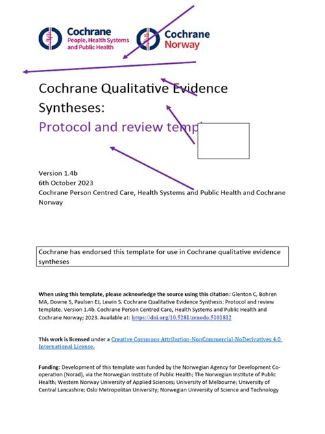 Cochrane Qualitative Evidence Syntheses Protocol And Review Template V14b 6th Oct 2023 Pdf