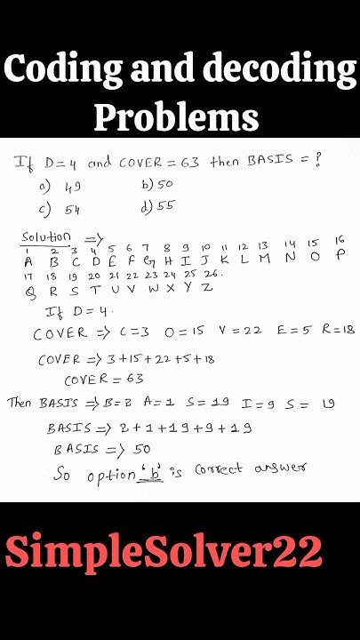 Coding And Decoding Problemsreasoningaptitude Codinganddecoding Reasoning Aptitude Youtube