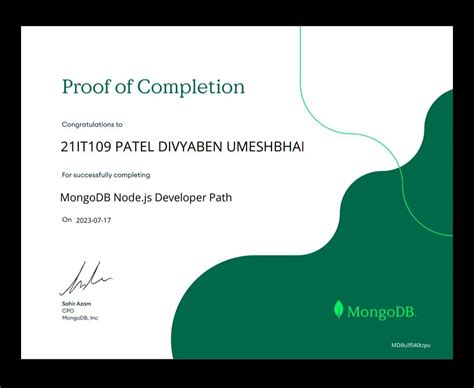 Divya Patel On Linkedin Mongodb Nodejs Certification Course