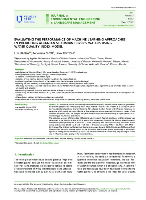 Pdf Evaluating The Performance Of Machine Learning Approaches In Predicting Albanian Shkumbini