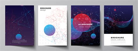 브로셔 전단지 레이아웃 소책자 커버 디자인 책 디자인에 대한 A4 커버 모형 템플릿의 벡터 레이아웃 인공 지능 빅 데이터 시각화 양자 컴퓨터 기술 개념 0명에 대한 스톡