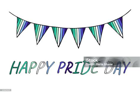 다채로운 화환 게이 남성 프라이드 플래그 해피 프라이드 데이 Lgbtqia 커뮤니티 프라이드 월 포스터 스티커 로고 카드에 대 한 손으로 그린 낙서 0명에 대한 스톡 벡터