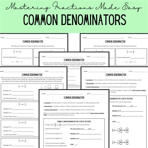 Mastering Fractions Made Easy Common Denominators Tpt