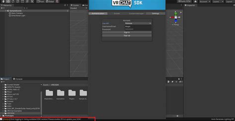 VRCSDK Unity - can't log in. I have just updated to the newest version of the SDK and now I'm ...