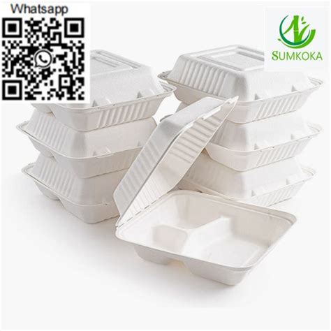 9 Inch Disposable Clamshell Box Clamshell Packaging Bagasse Clamshell