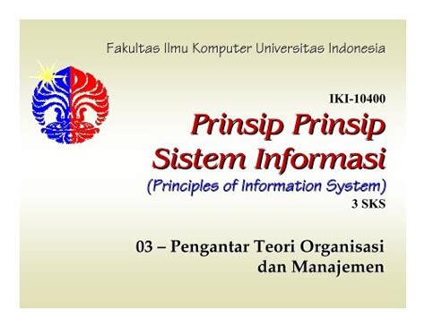 Prinsip Prinsip Sistem Informasi Ui Ocw Universitas Indonesia Riset