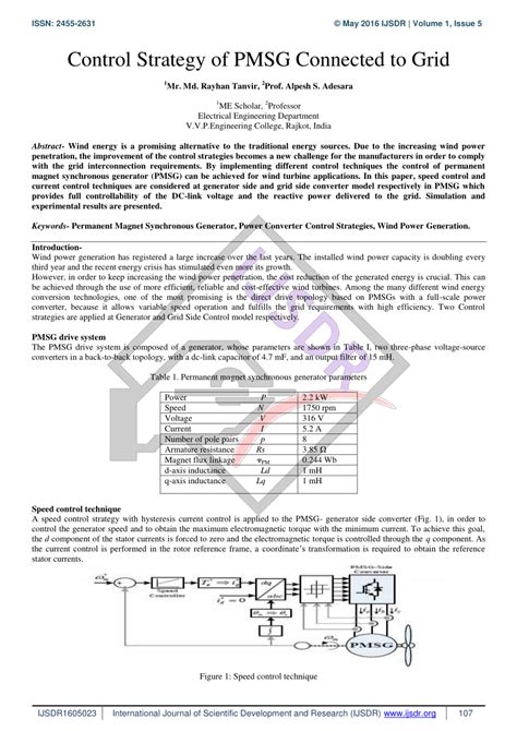 Pdf Control Strategy Of Pmsg Connected To Grid