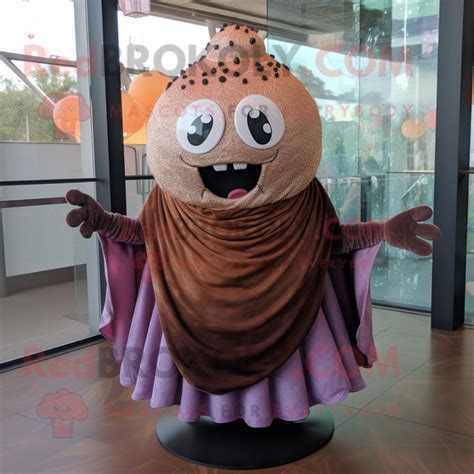 Rust Cupcake Mascot Costume Character Dressed With A Evening Gown And