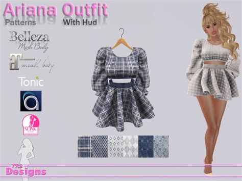 Second Life Marketplace Ariana Outfit With Hud Patterns