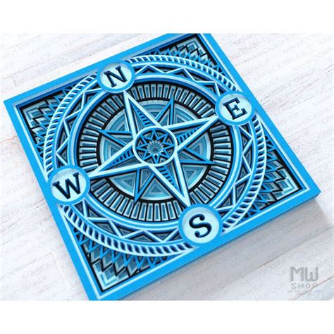 3d Svg Compass Layered Compass Svg Windrose Compass Svg Inspire