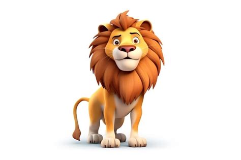 3d мультипликационный персонаж храбрый лев с величественной гривой на прозрачном фоне Ai