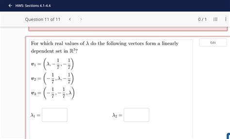 Solved For which real values of λ do the following vectors Chegg com