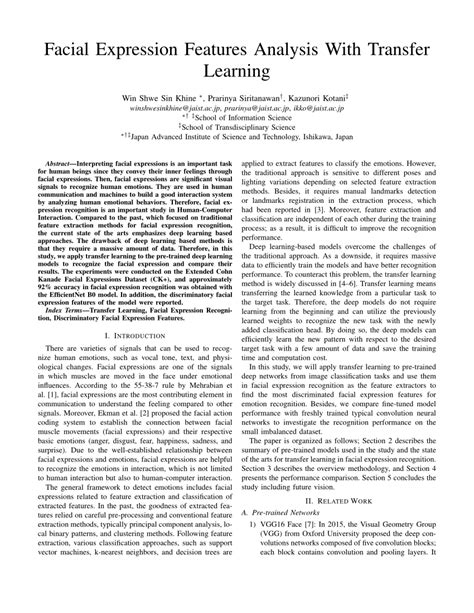 Pdf Facial Expression Features Analysis With Transfer Learning