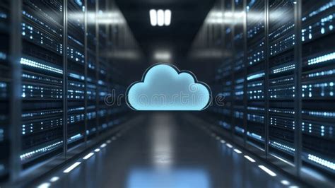 A State Of The Art Data Center Depicted With A Cloud Symbol Indicating Storage Solutions Stock