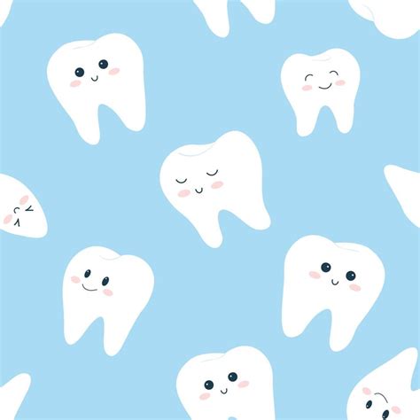 Cute Seamless Pattern With White Smiling Teeth 22038616 Vector Art At