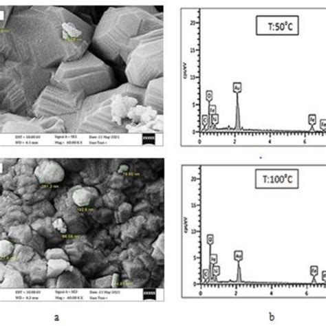 A Fe Sem Images And B Eds Analysis Of The Spinel Ni Fe2o4 Ferrite