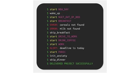 Life Of A Programmer Coding Geek T Square Sticker Zazzle