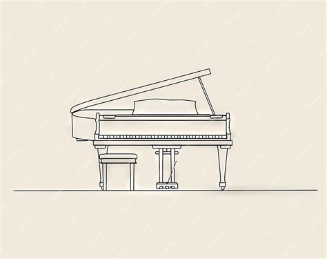 One Line Drawing Of A Classic Grand Piano Modern Illustration Of A