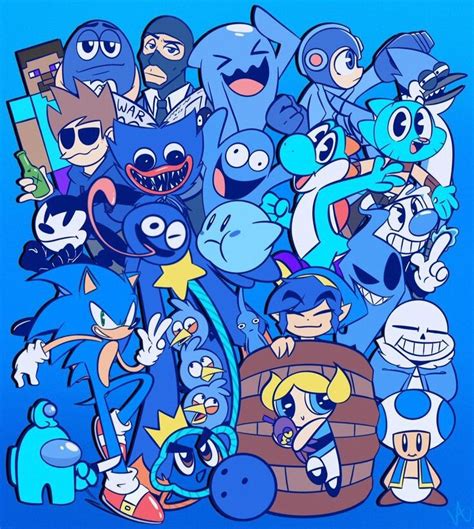 Blue Cartoon Characters Drawing