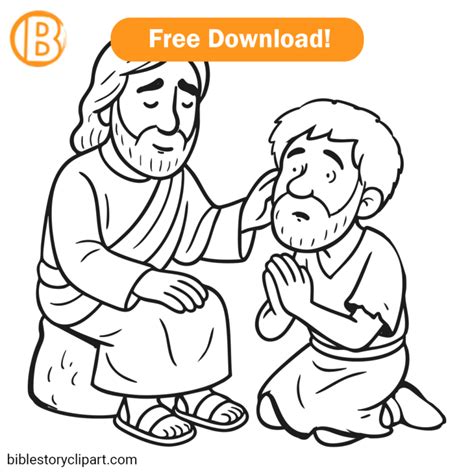 Jesus Heals Blind Bartimaeus Coloring Page Bible Story Clipart