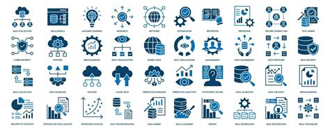 Data Analytics Icon Set Big Data Analysis Technology Symbol Containing Database Statistics