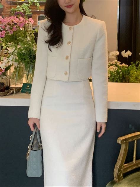 데일리러블리 하객룩세트퀄리티보장 베인 울 트위드 자켓 셋업 3 Color