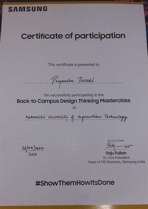 Attended Design Thinking Masterclass By Samsung India Priyanshu Trivedi Posted On The Topic