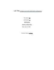 NETW Lab Week Report Template Docx Lab Title Configure And Verify Initial Switch