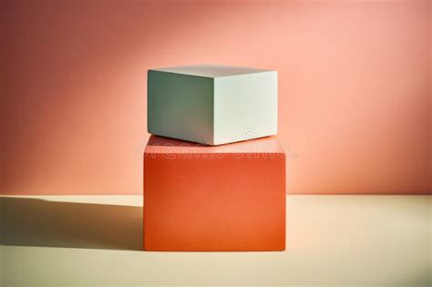 square object sitting on top of block of orange generative ai stock