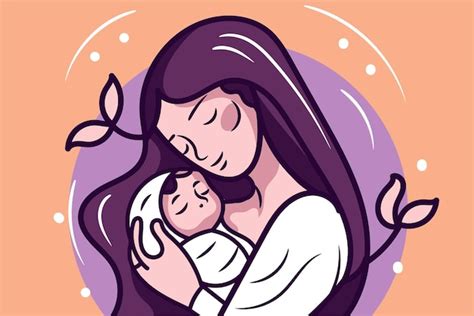 Madre Sosteniendo A Un Bebé Vector Premium