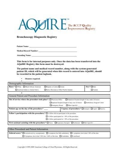 Download Diagnostic Bronchoscopy Data Collection Form