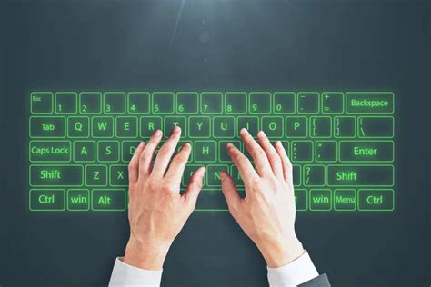 Hands Typing On Virtual Keyboard Universe And Stars Background Stock Photo By Wutwhan