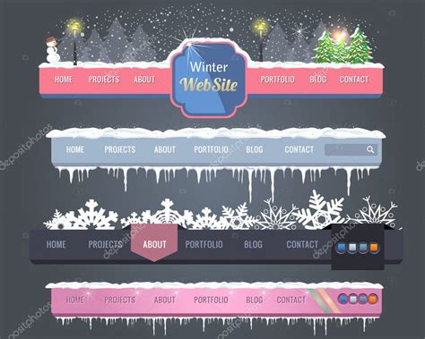 Web Elements Vector Header Navigation Templates Set Stock Vector Image By VectorWeb