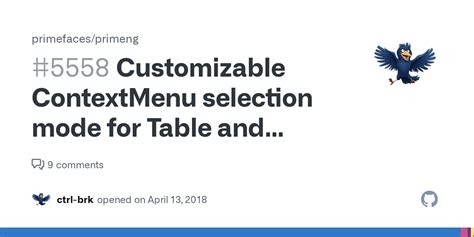 Customizable Contextmenu Selection Mode For Table And Treetable · Issue