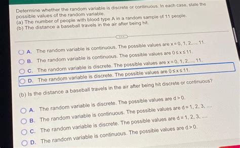 Solved Determine Whether The Random Variable Is Discrete Or