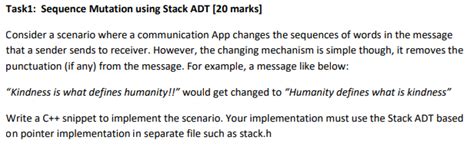 solved taski sequence mutation using stack adt [20 marks]