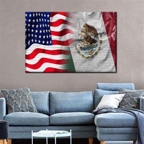 Usa And Mexico Flag Multi Panel Canvas Wall Art Multi Panel Canvas