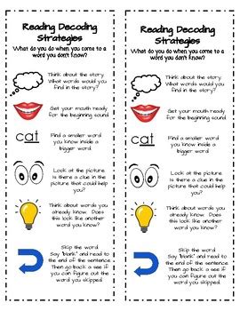 Reading Decoding Strategies Bookmark by True Little Teacher | TpT