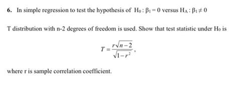 Solved In Simple Regression To Test The Hypothesis Of Chegg