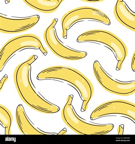 Bananas Seamless Pattern On A White Background Yellow Banana Wrapping