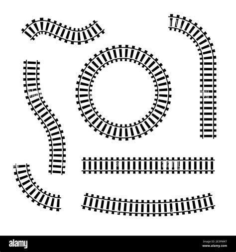 Railway Train Track Vector Route Rail Pattern Round Circular Curve Railroad Path Icon Stock