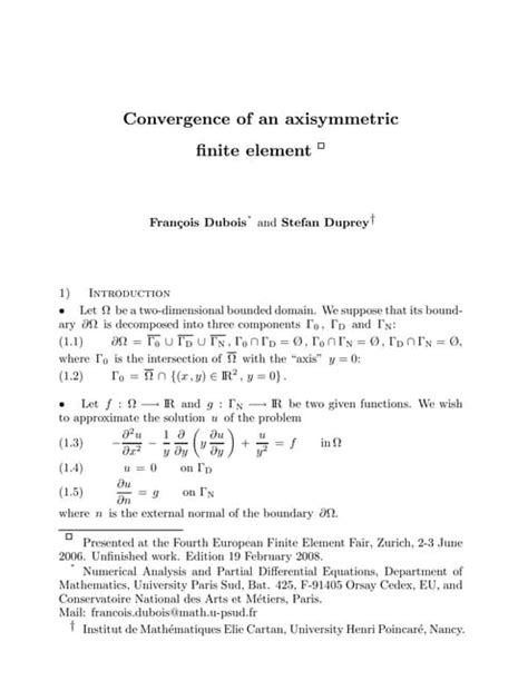 Axisymmetric Finite Element Convergence Results Pdf