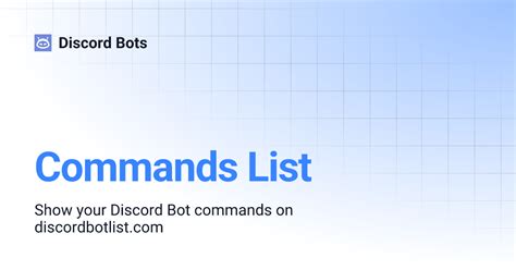 Commands List Discord Bots